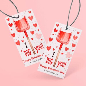 I Dig You Valentine's Day Tag, Valentine's Day Gift Tags, Classroom ...