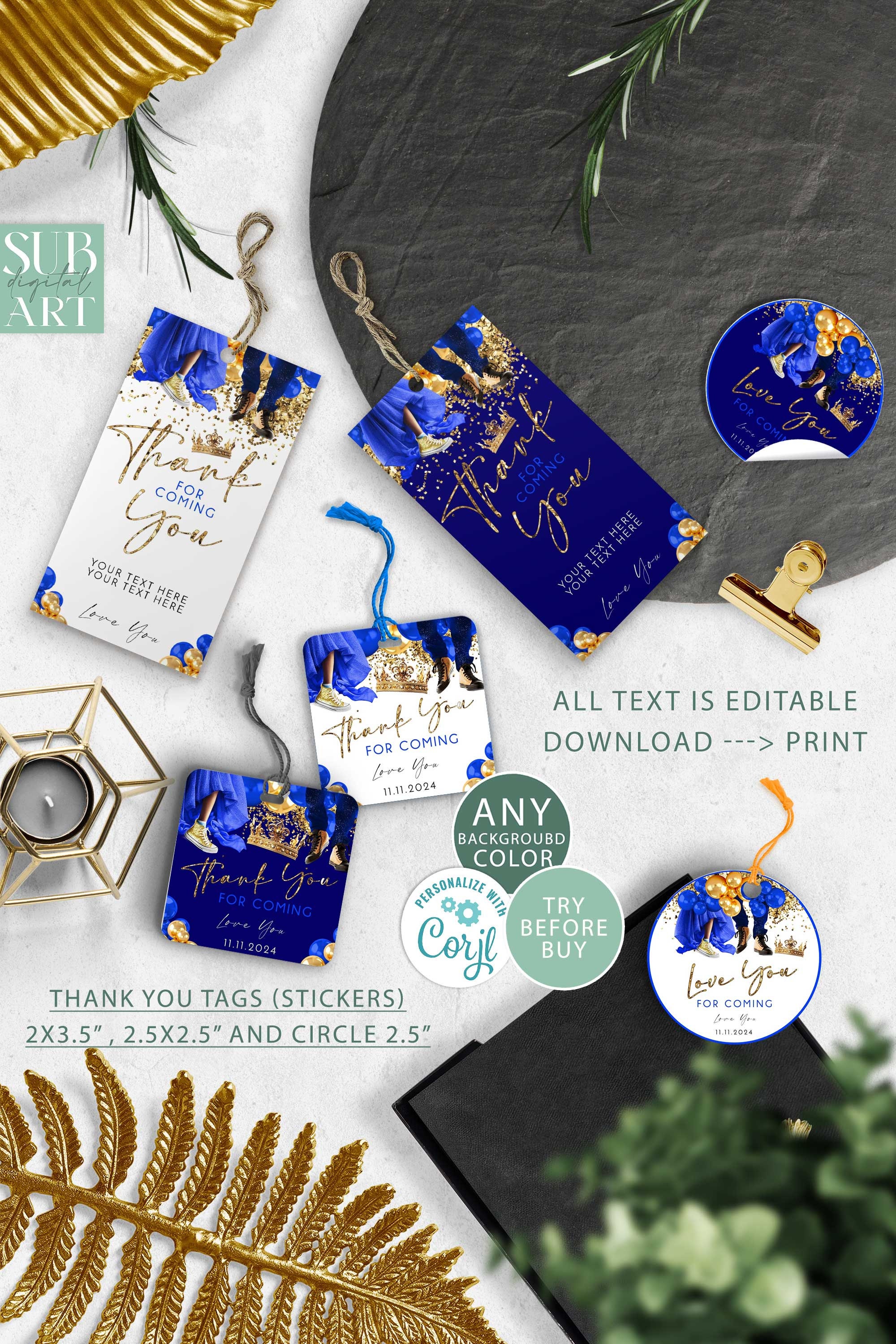 Sneaker Ball Blue Gold Birthday Party Bundle DIY Birthday Decorations ...
