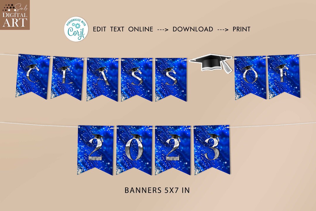 DIY Blue and Silver Graduation Banner College Bound Banner ...