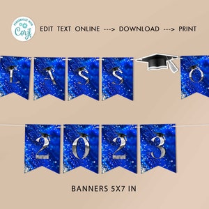 DIY Blue and Silver Graduation Decoration Package - Chip Bag, Water ...