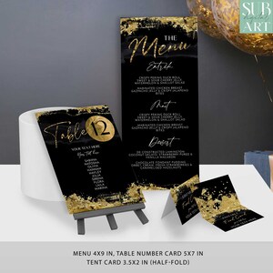 Black and Gold Foil Menu, Table Sign, Birthday Party Decoration, DIY ...