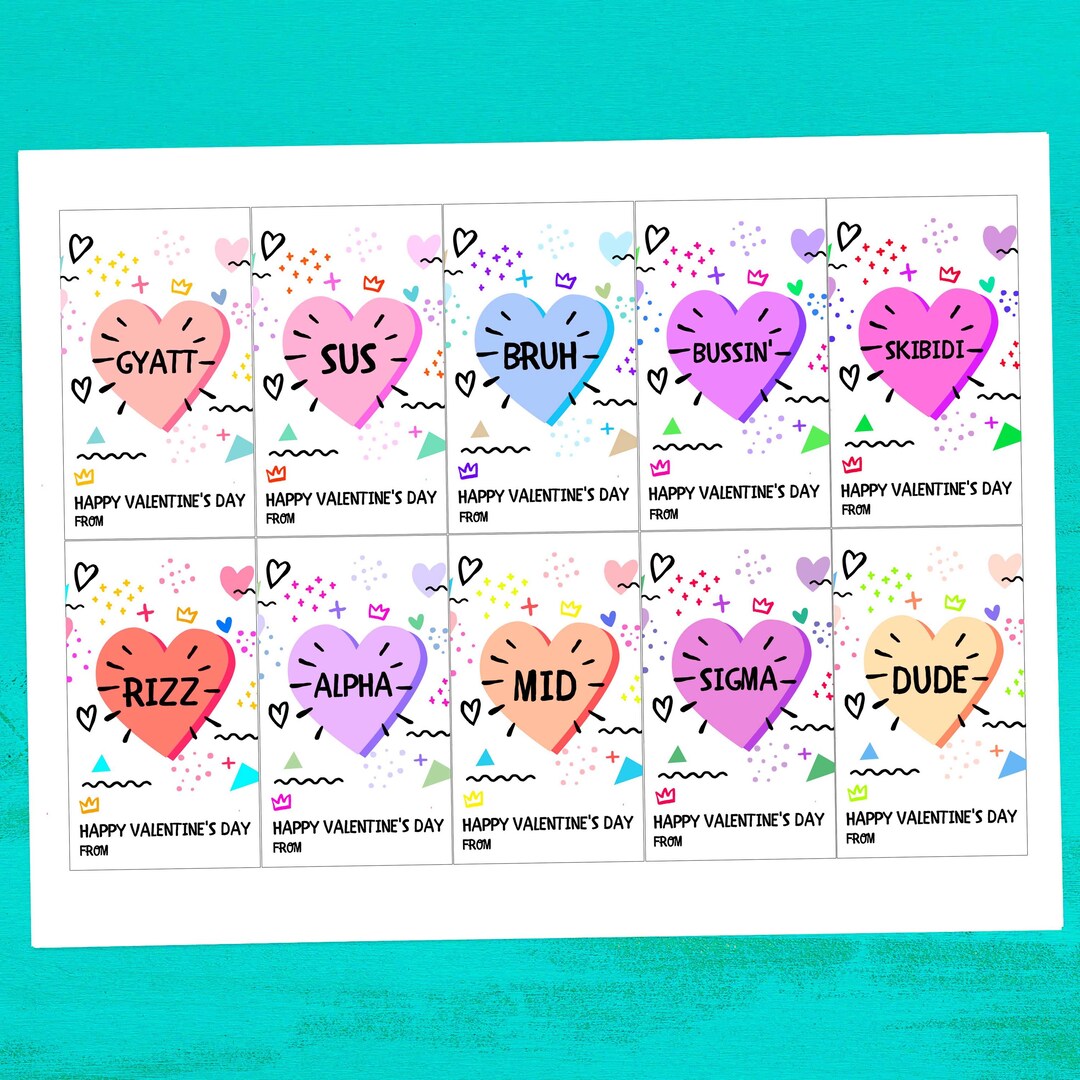 Funny Kids Valentine Printable, Teen Slang Candy Hearts, Class ...