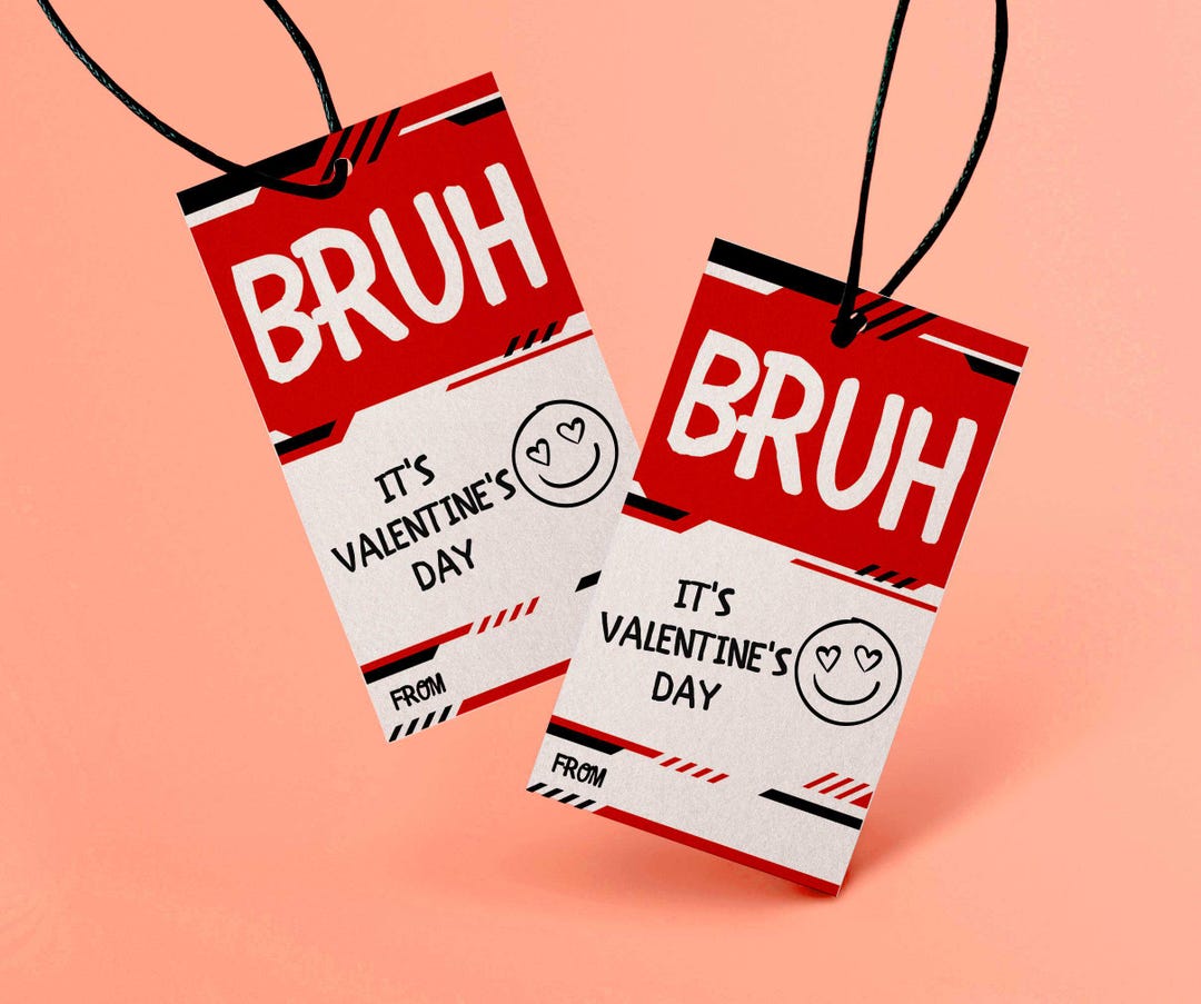 Bruh Kids Valentines Day Tag, Tween Valentine Card, Funny Kids ...