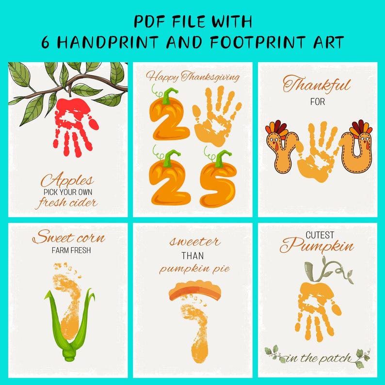 Fall Handprint Art Bundle, Thanksgiving Craft (PDF Template) - Etsy