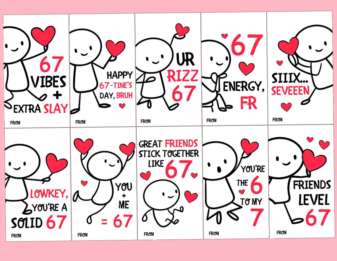 67 Valentine Tags Printable, 6-7 Trend Kids Classroom Valentines, Tween ...