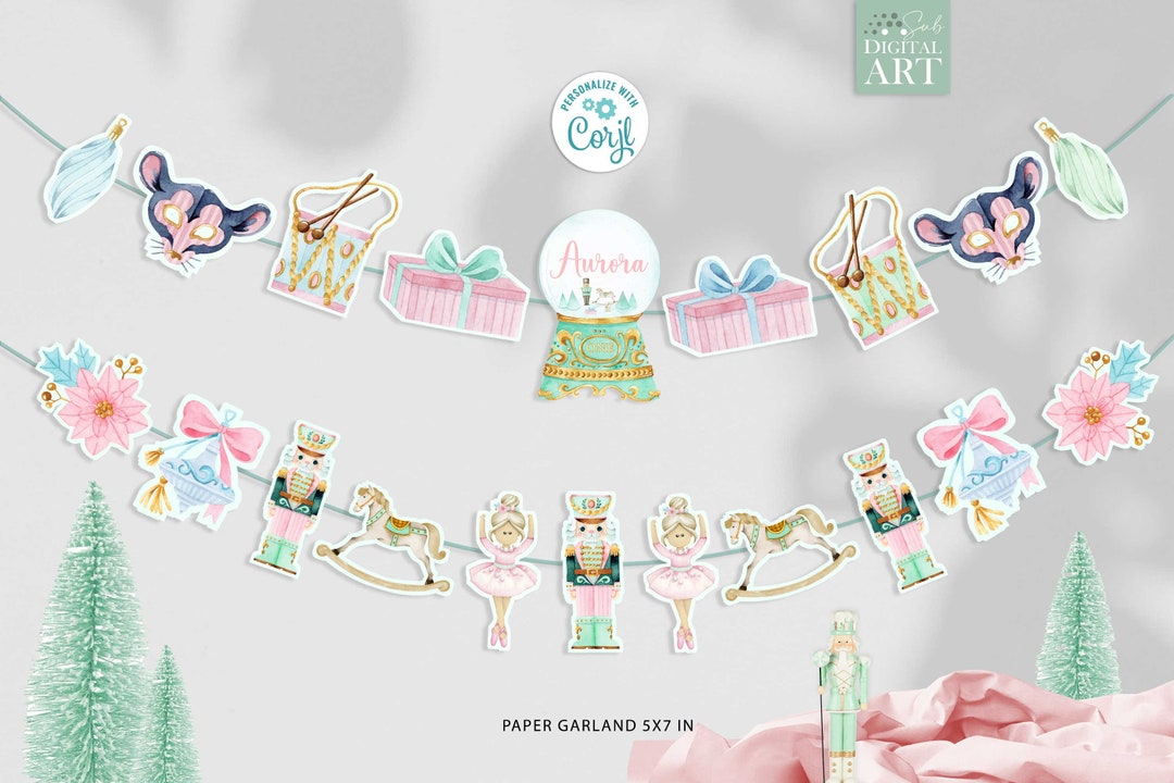 Personalized Nutcracker Banners Kids Birthday Decorations Mint and Pink ...