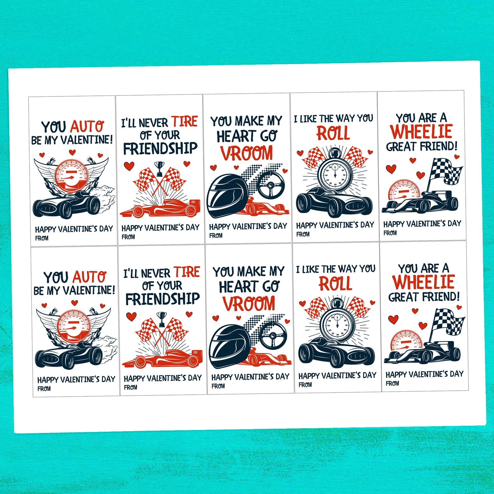 Race Car Valentine Cards, Kid Valentine Tags, School Valentine Tag ...