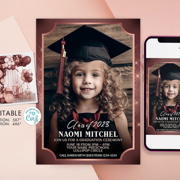 Pre K Graduation Announcements Digital - Etsy