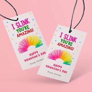 Slinky Kids Valentine Tags, Valentine's Day Gift Tags, Classroom ...