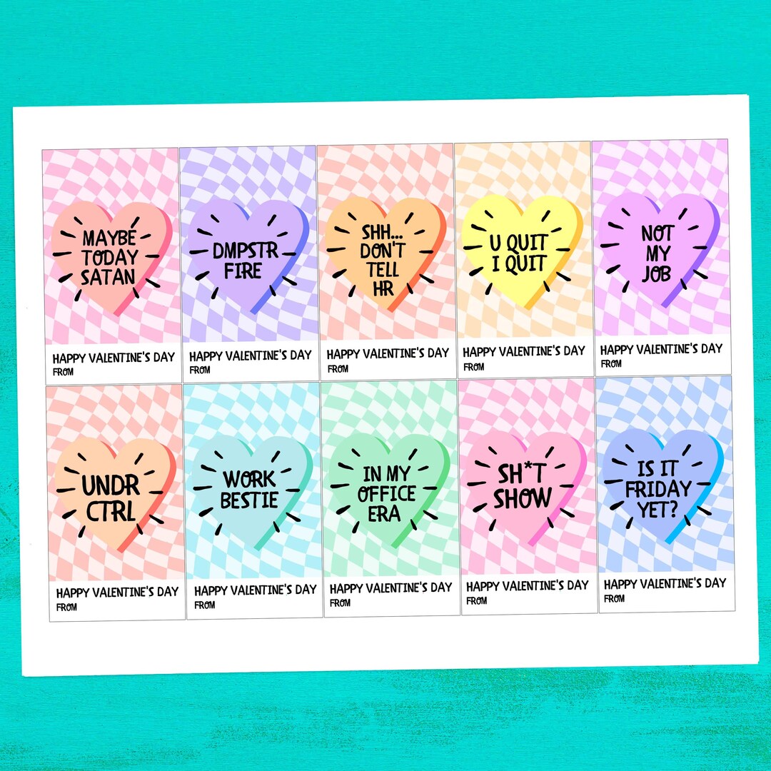 Funny Coworker Valentines Hearts Cards, Office Valentine's Day Party ...