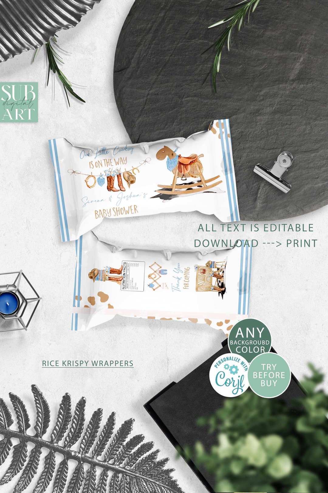 Cowboy Baby Shower Chocolate Wrapper Template (digital Corjl ) - Etsy