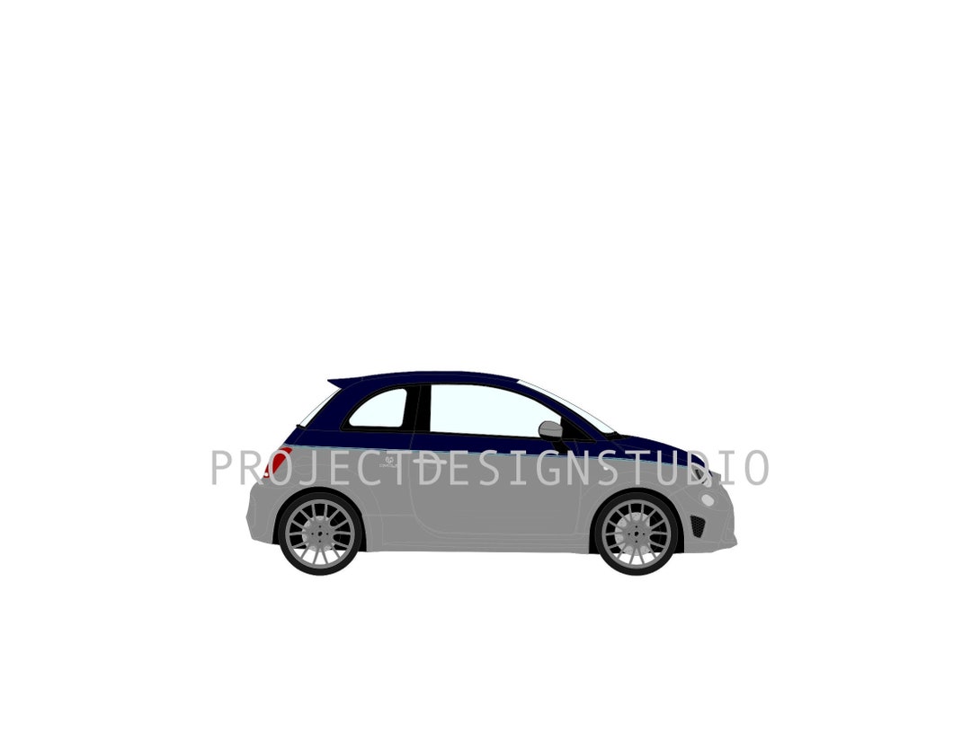 Drawing FIAT 500 ABARTH RIVALE Color, Sheet, Print, Poster ...