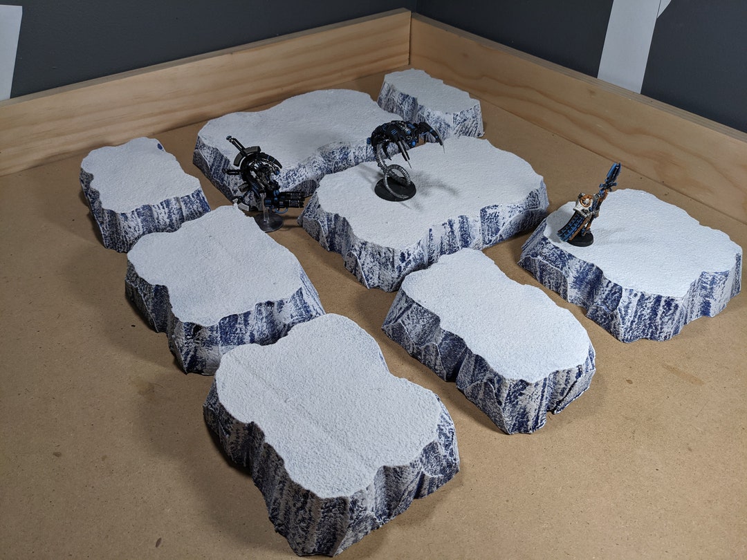Wargaming Terrain - Medium Box Set of Platform Hills Snow Finish - Etsy