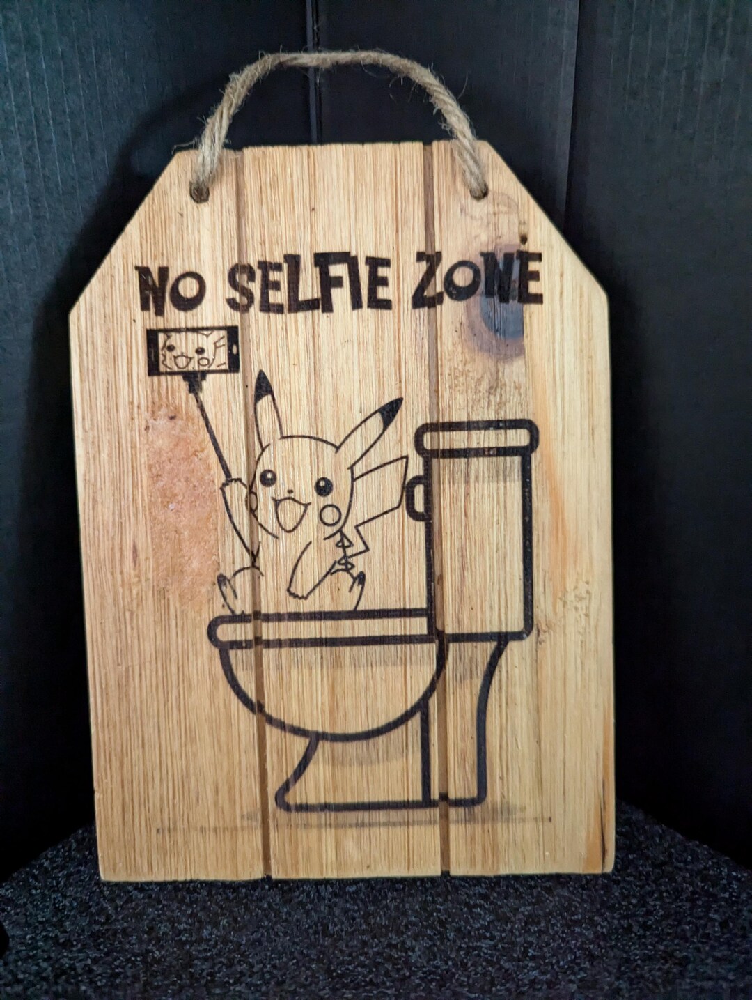 No Selfie Zone Pokémon Taking a Selfie Hanging Wood Sign-engraved ...