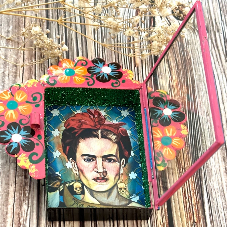 Wall Decor Mexican Tin Punched Nicho With Frida Khalo Image Hand ...