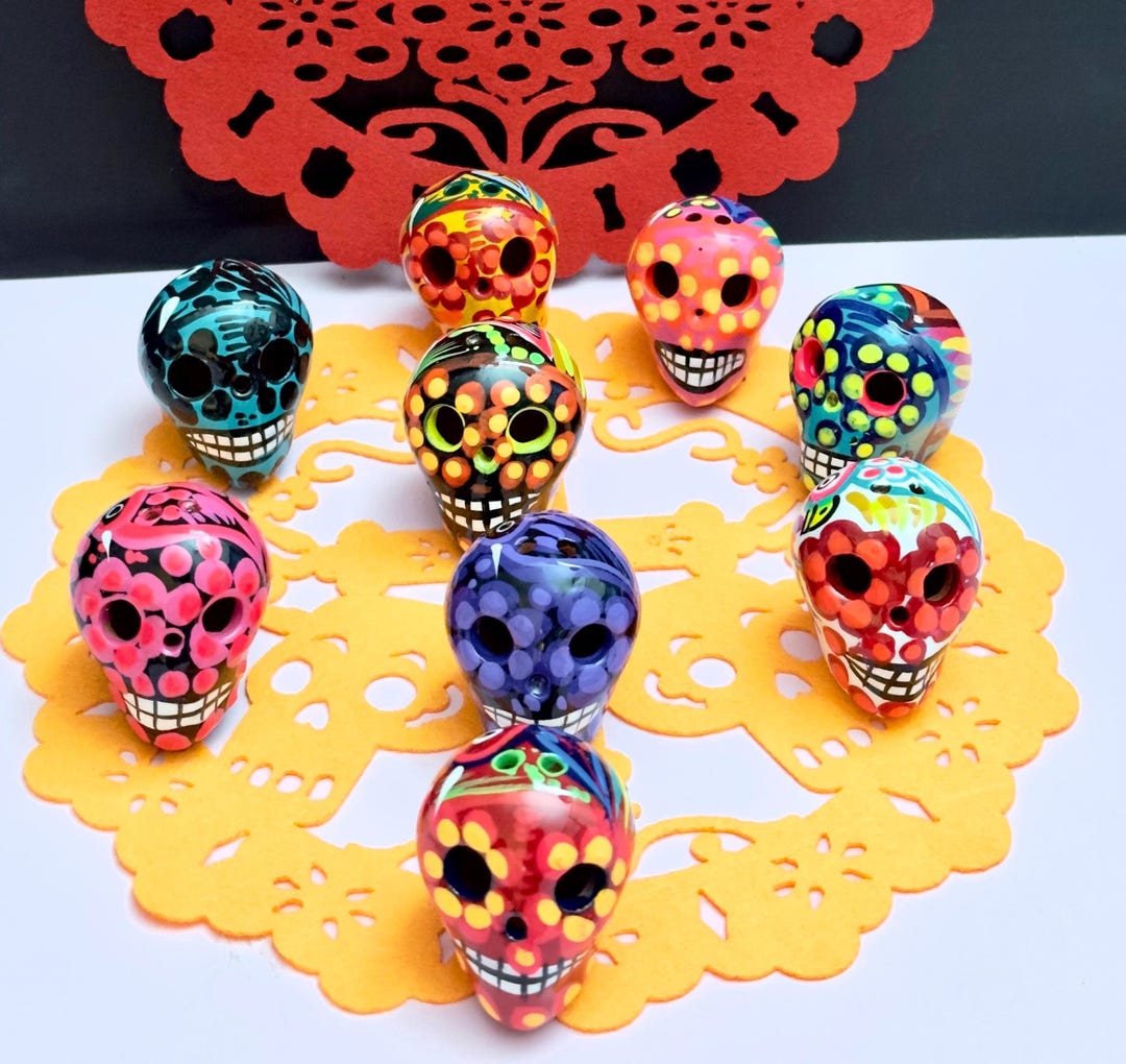 Mini Sugar Ceramic Skulls (set of 10) Day of the Dead Skulls, Party ...