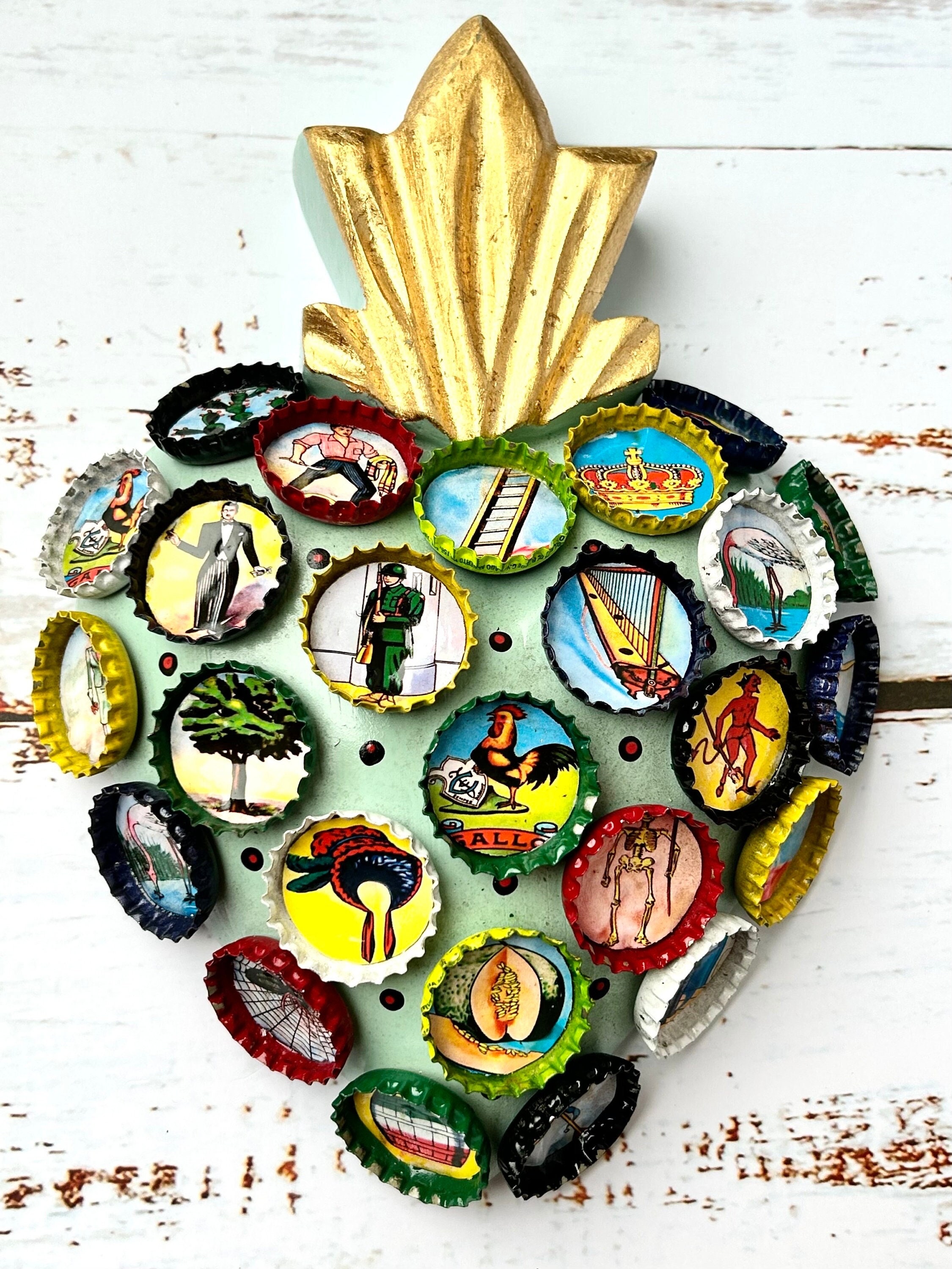 Mexican Lotería Bottle Caps Sacred Heart Wooden Sacred Heart Mexican ...