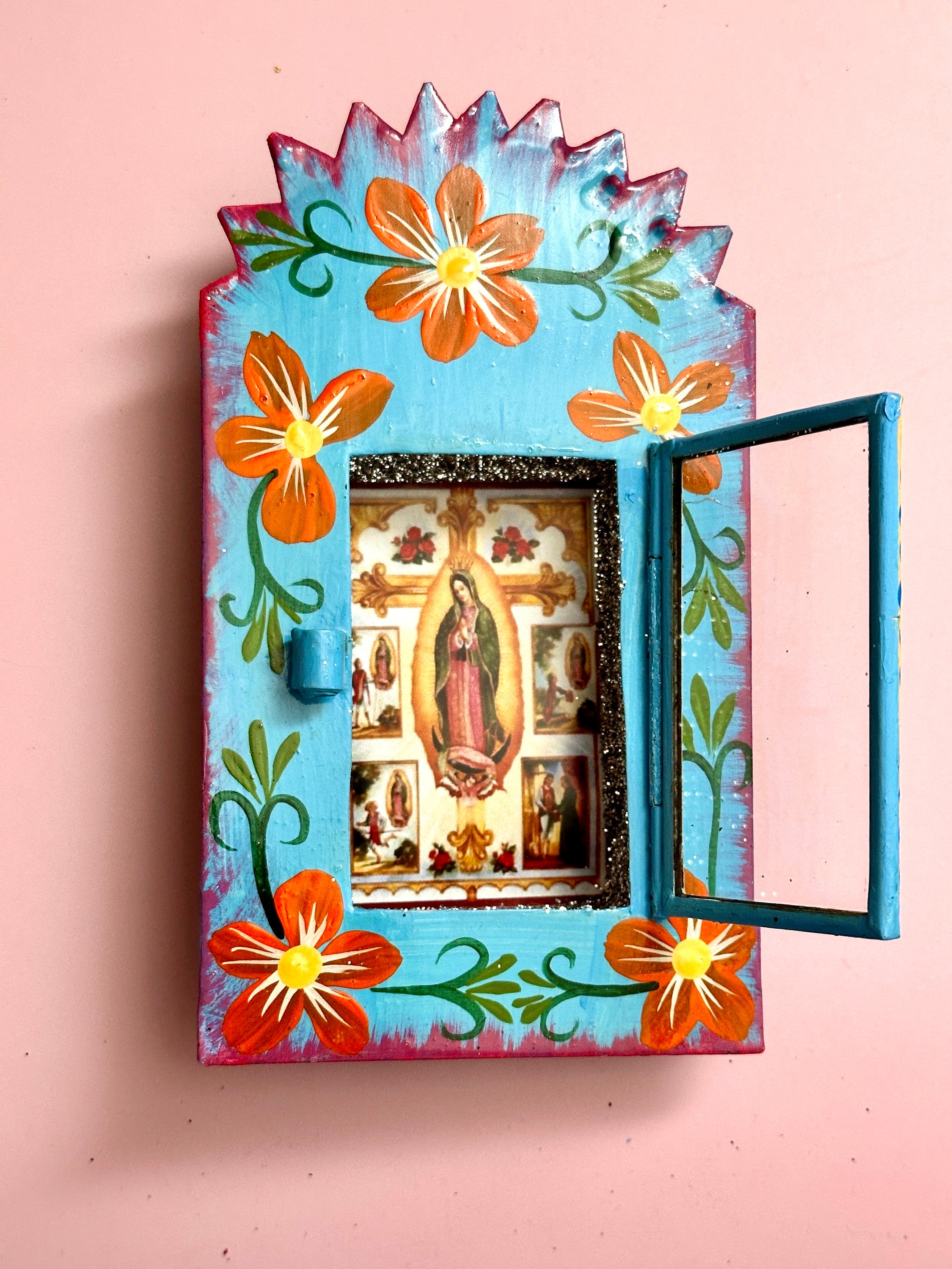 Mexican Tin Nicho Virgen De Guadalupe Image Painted Tin Nicho Painted ...