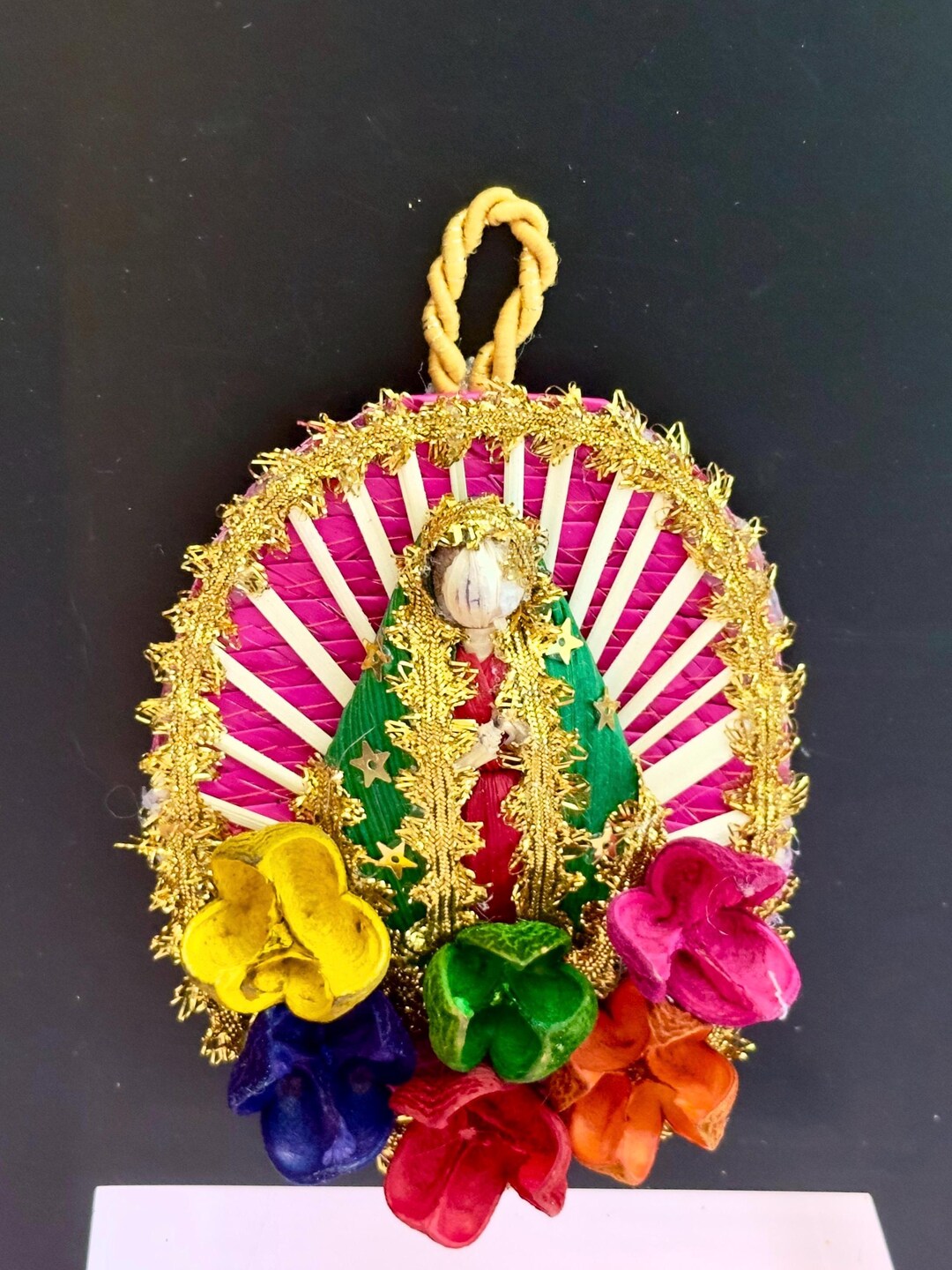 Small Virgin Mary for Altar and Wall Decor Handmade From Palm and Seed ...