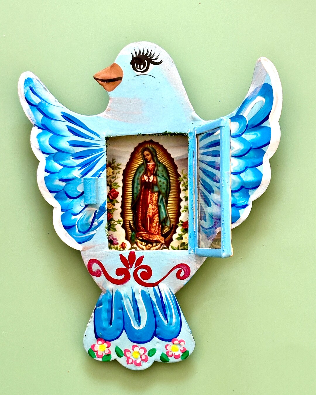 Mexican Tin Nicho Virgen De Guadalupe Image Painted Tin Nicho Painted ...