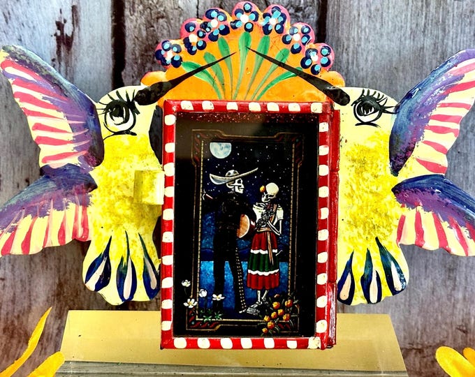 Tin Punched Day of the Dead Nicho With Skeleton Image Hand Painted ...