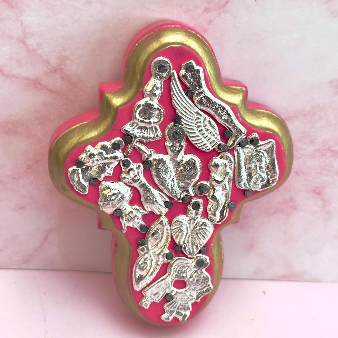 Mini Hand Carved Mexican Milagros Cross, Folk Art Wall Decor - Etsy
