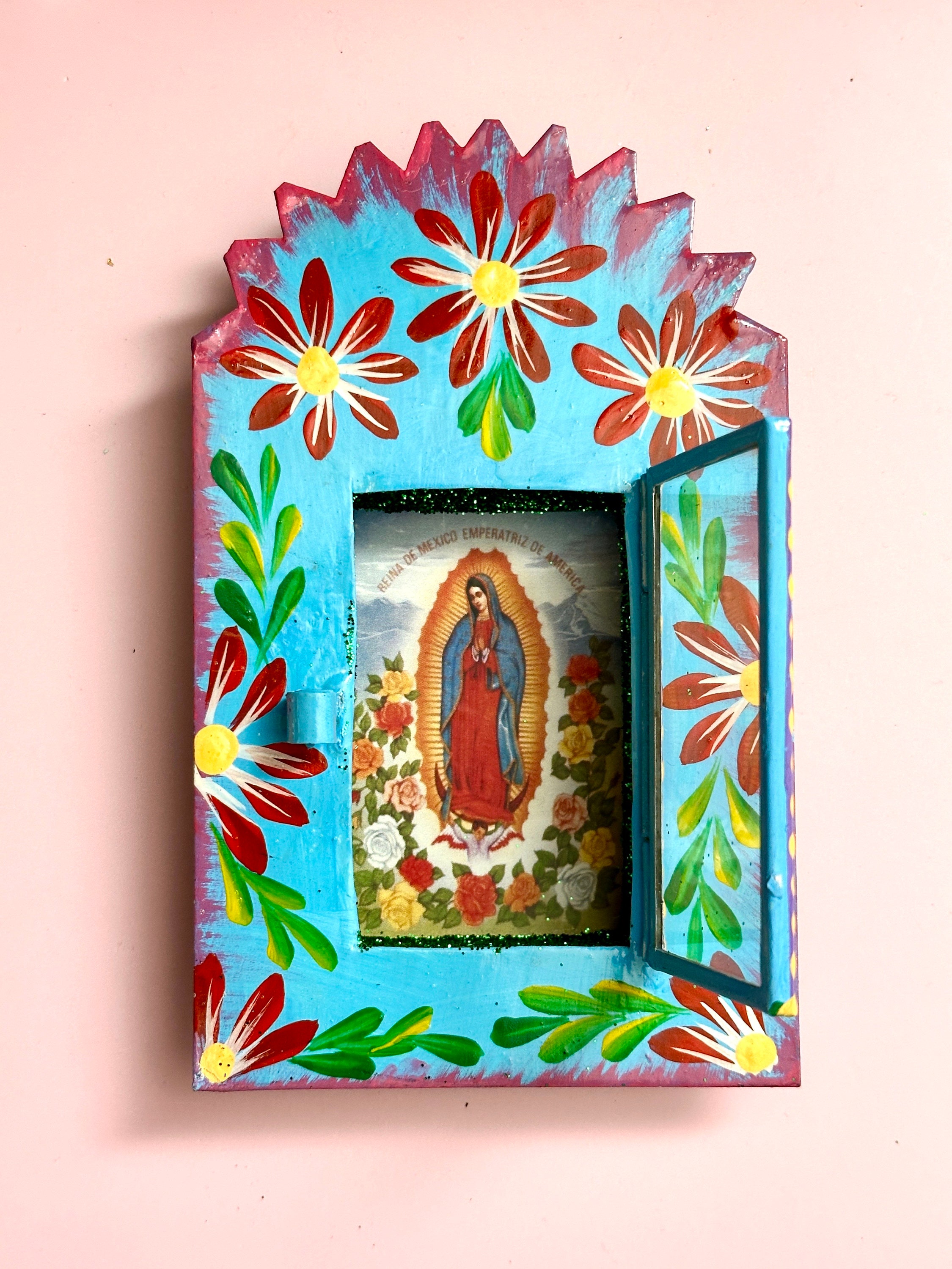 Mexican Tin Nicho Virgen De Guadalupe Image Painted Tin Nicho Painted ...