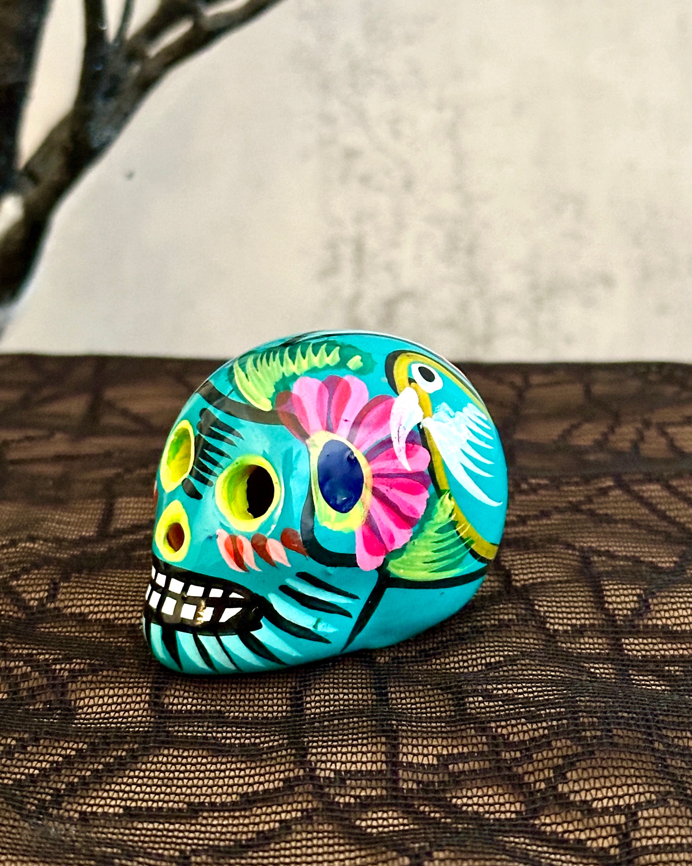 Mini Ceramic Sugar Skulls Set of Five 5 Day of the Dead Skulls, Dia De ...
