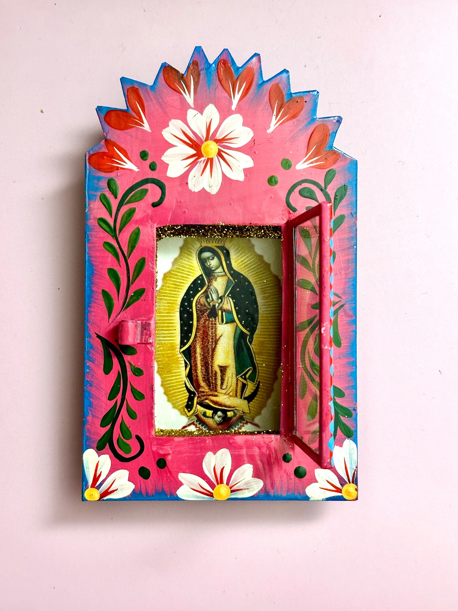 Mexican Tin Nicho Virgen De Guadalupe Image Painted Tin Nicho Painted ...