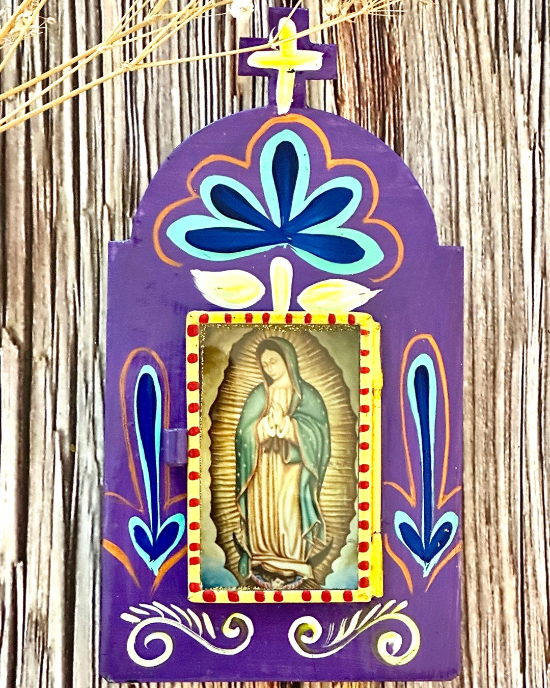 Mexican Tin Nicho Virgen De Guadalupe Image Painted Tin Nicho - Etsy