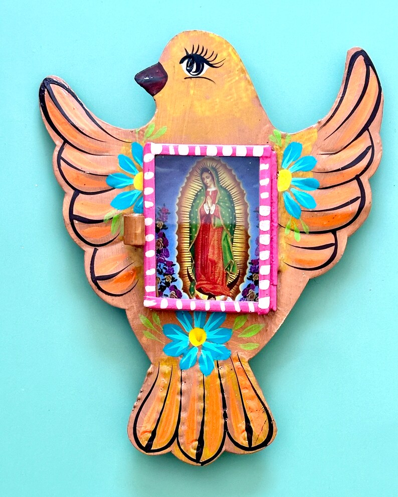 Mexican Tin Nicho Virgen De Guadalupe Image Painted Tin Nicho Painted ...
