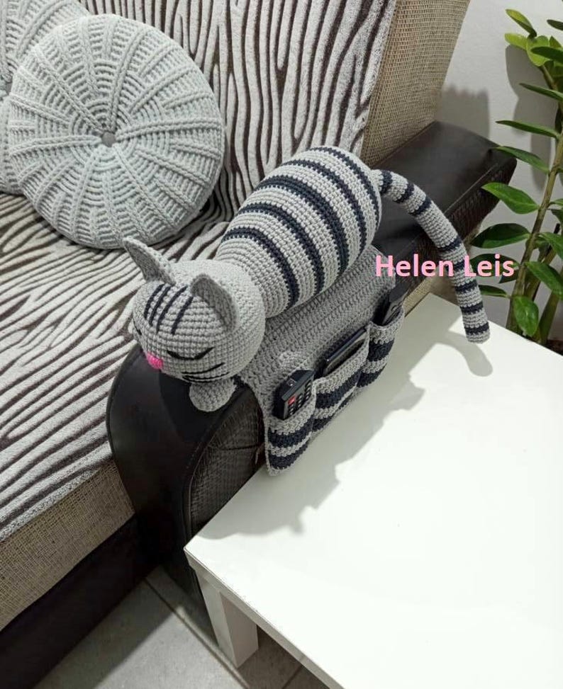 Crochet Cat Sofa Organizer Pattern in English, Arm Rest Organizer ...