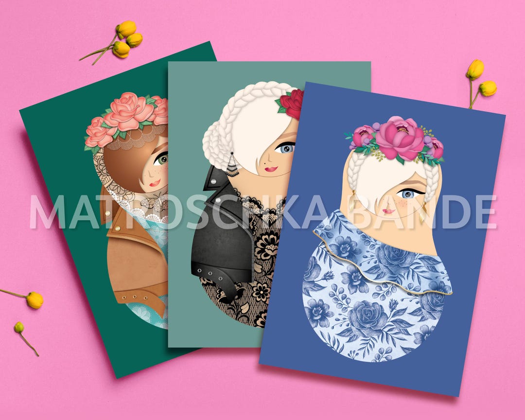 A6 Postcard, Matryoshka Doll Julia, Viola, Valentina - Etsy