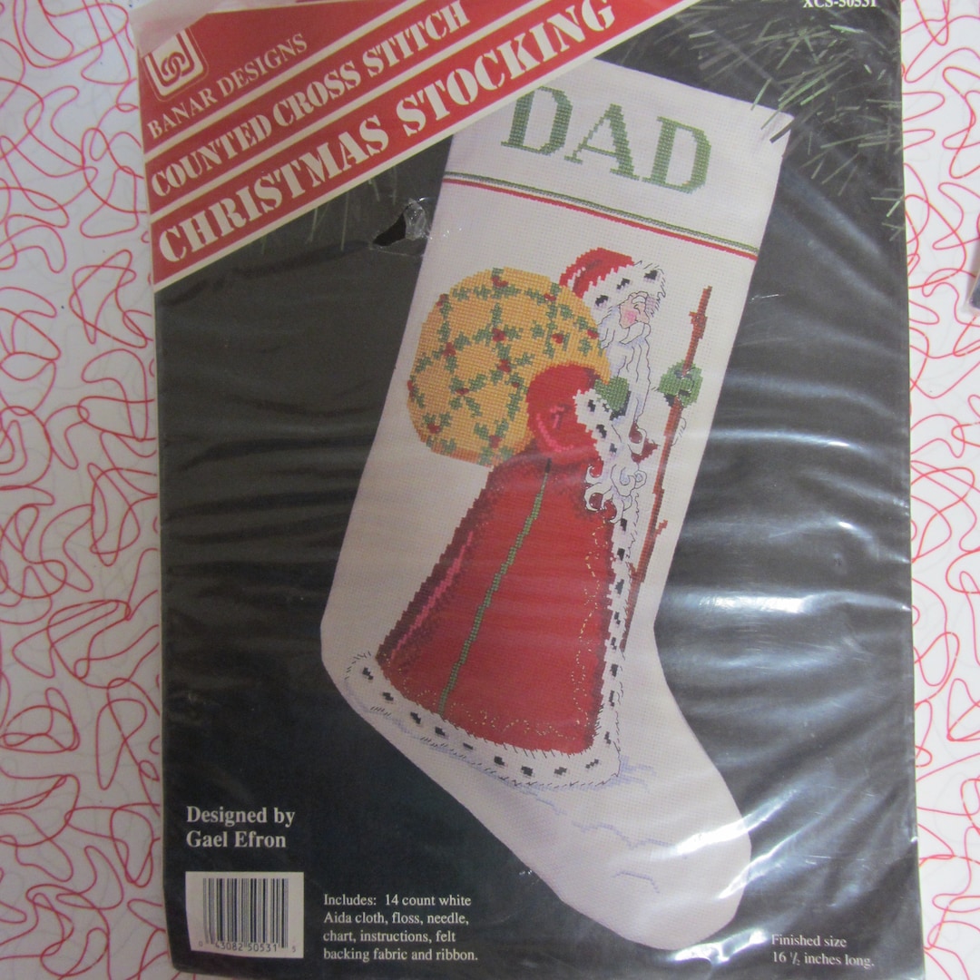 Vintage Banar Designs Counted Cross Stitch Christmas Stocking Kit Old ...