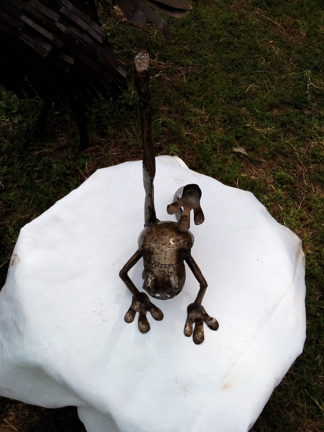African Scrap Art Frog Toad Sculpture | Green Art | Ocean Art Metal ...