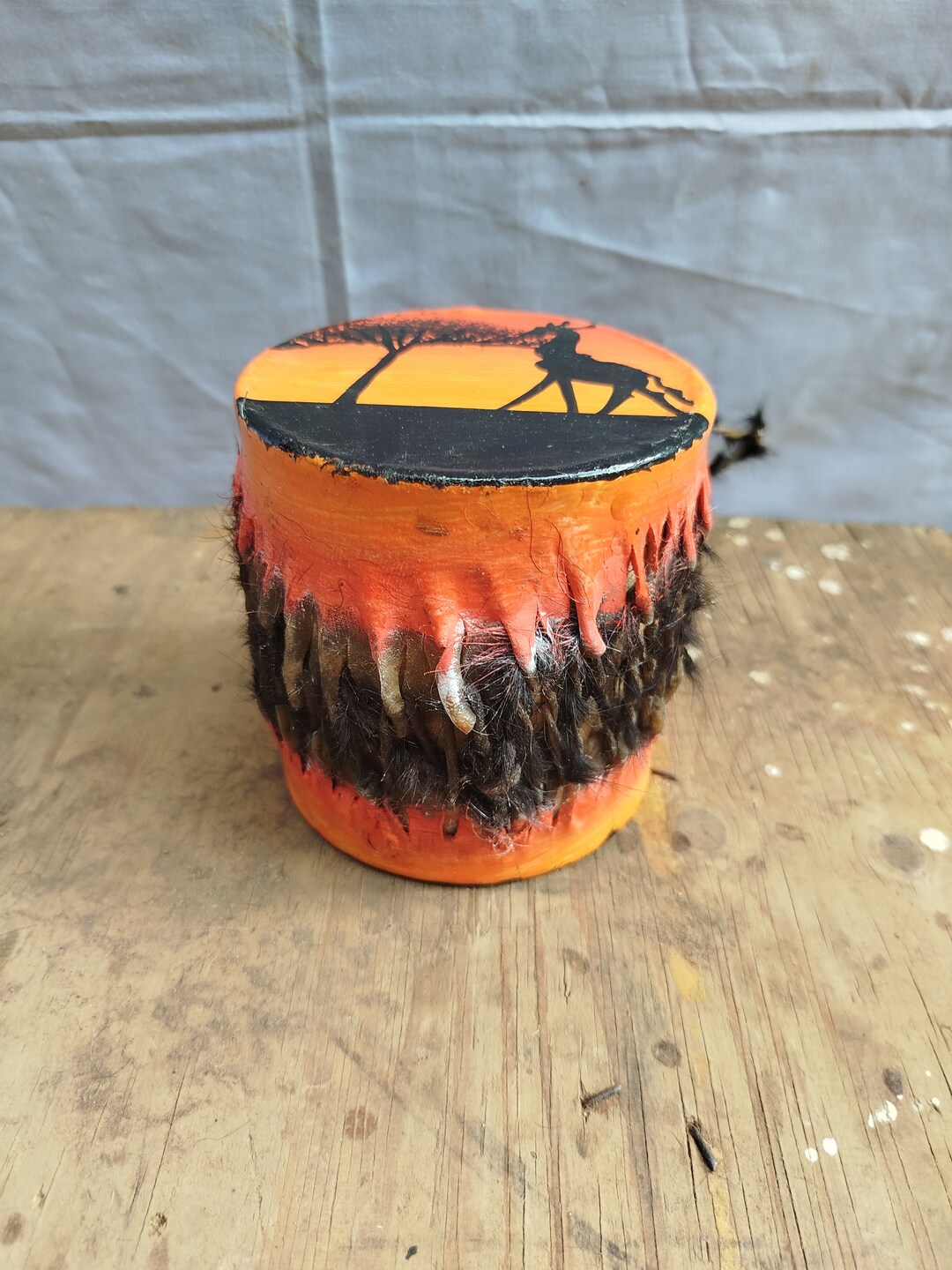 Giraffe Sunset Hand-painted Kenyan Mini Drum (wildlife & Music) GD60 - Etsy