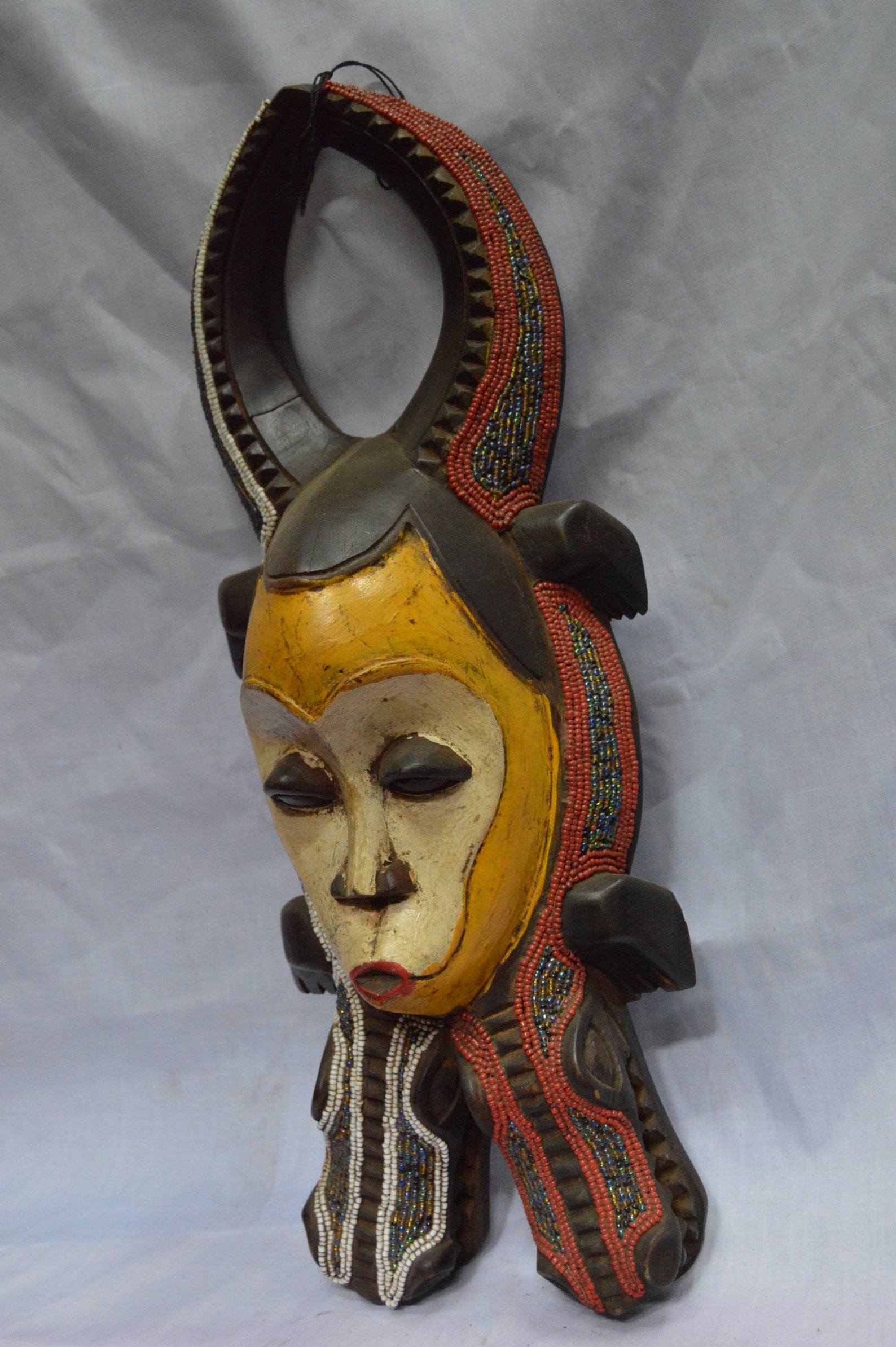 African Mamba Beaded Mask Antique Cameroon Wood Vintage - Etsy UK