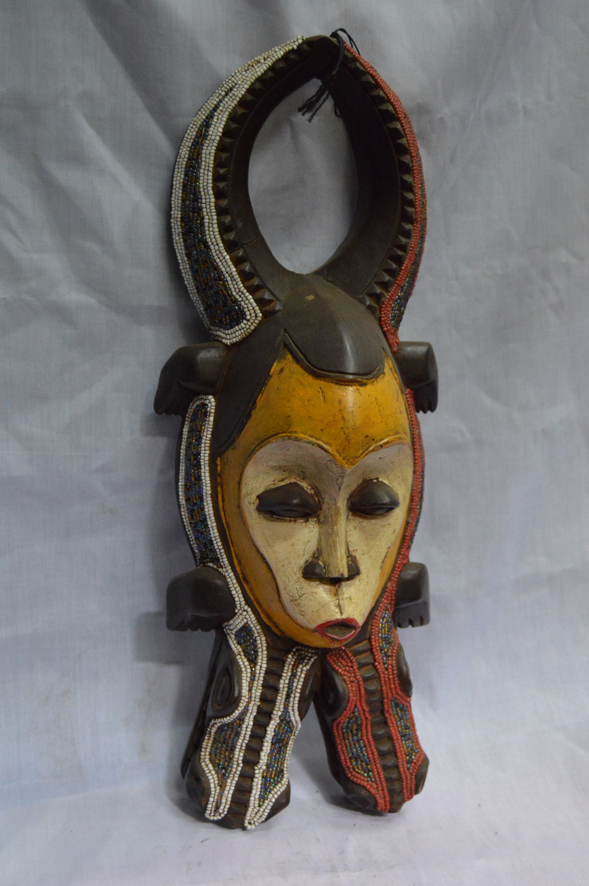African Mamba Beaded Mask Antique Cameroon Wood Vintage - Etsy UK