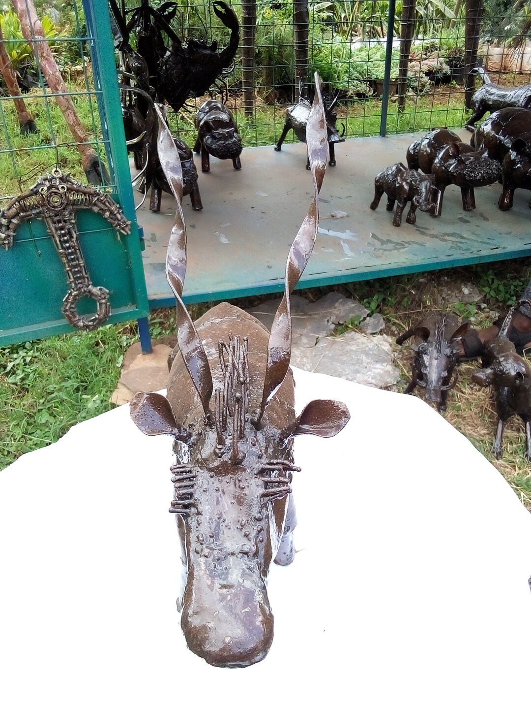 African Scrap Art Antelope Sculpture | Swara Green Art | Metal Art ...