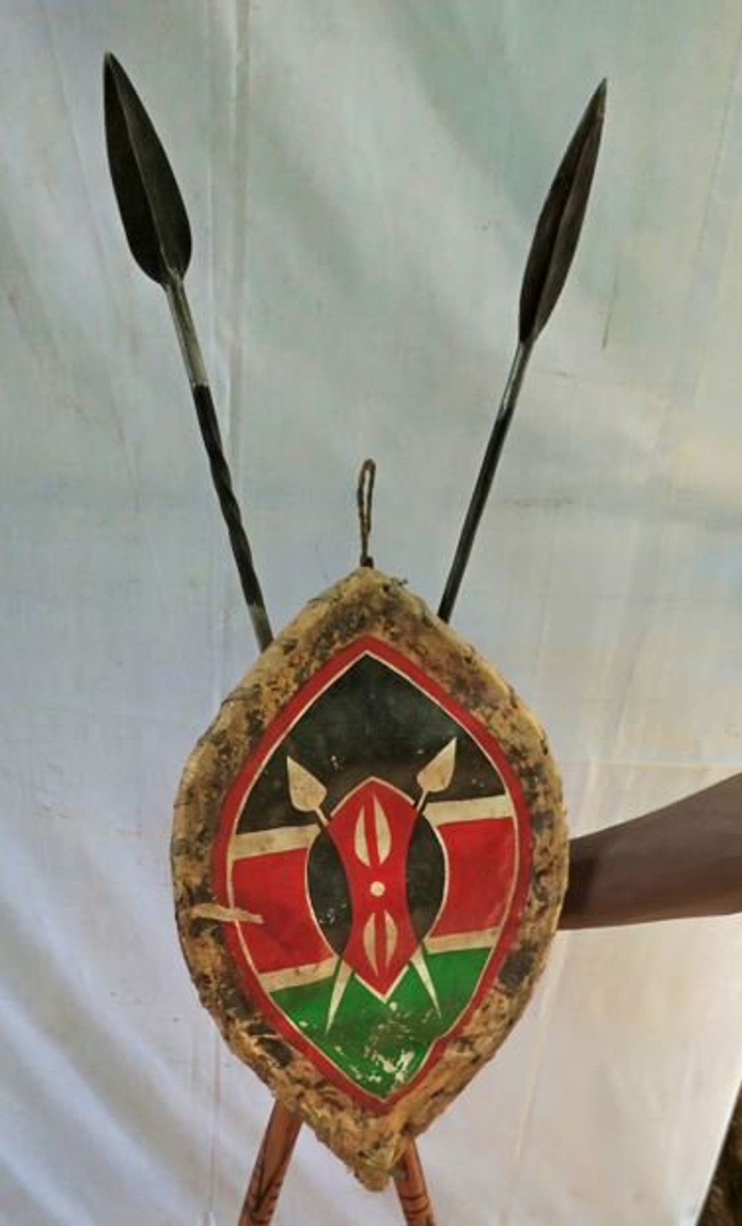 Maasai Warrior Bundle: Hand-forged Iron Spears & Woven Shield - Etsy