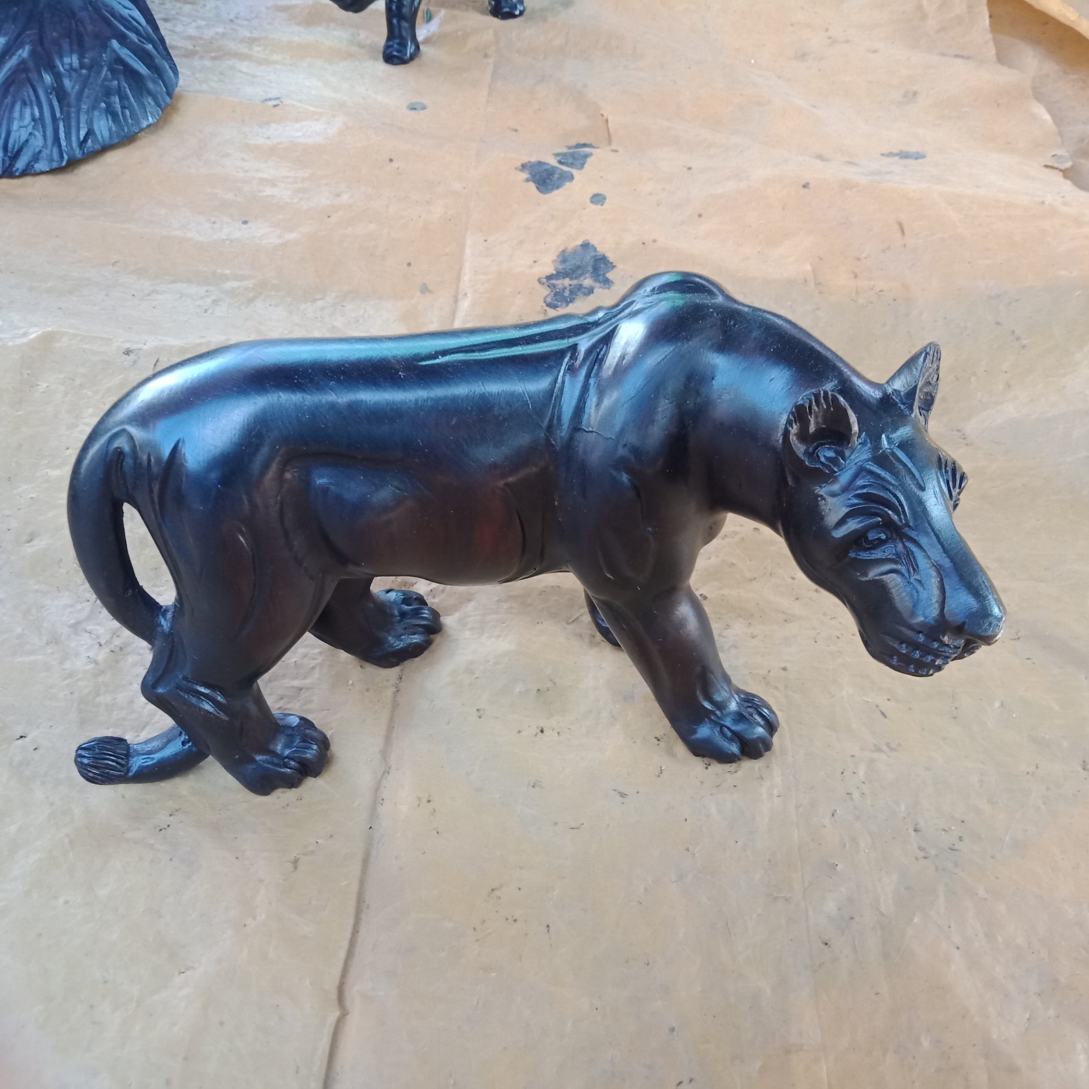 Ebony Wood African Lion Lioness Carving Sculpture Simba - Etsy