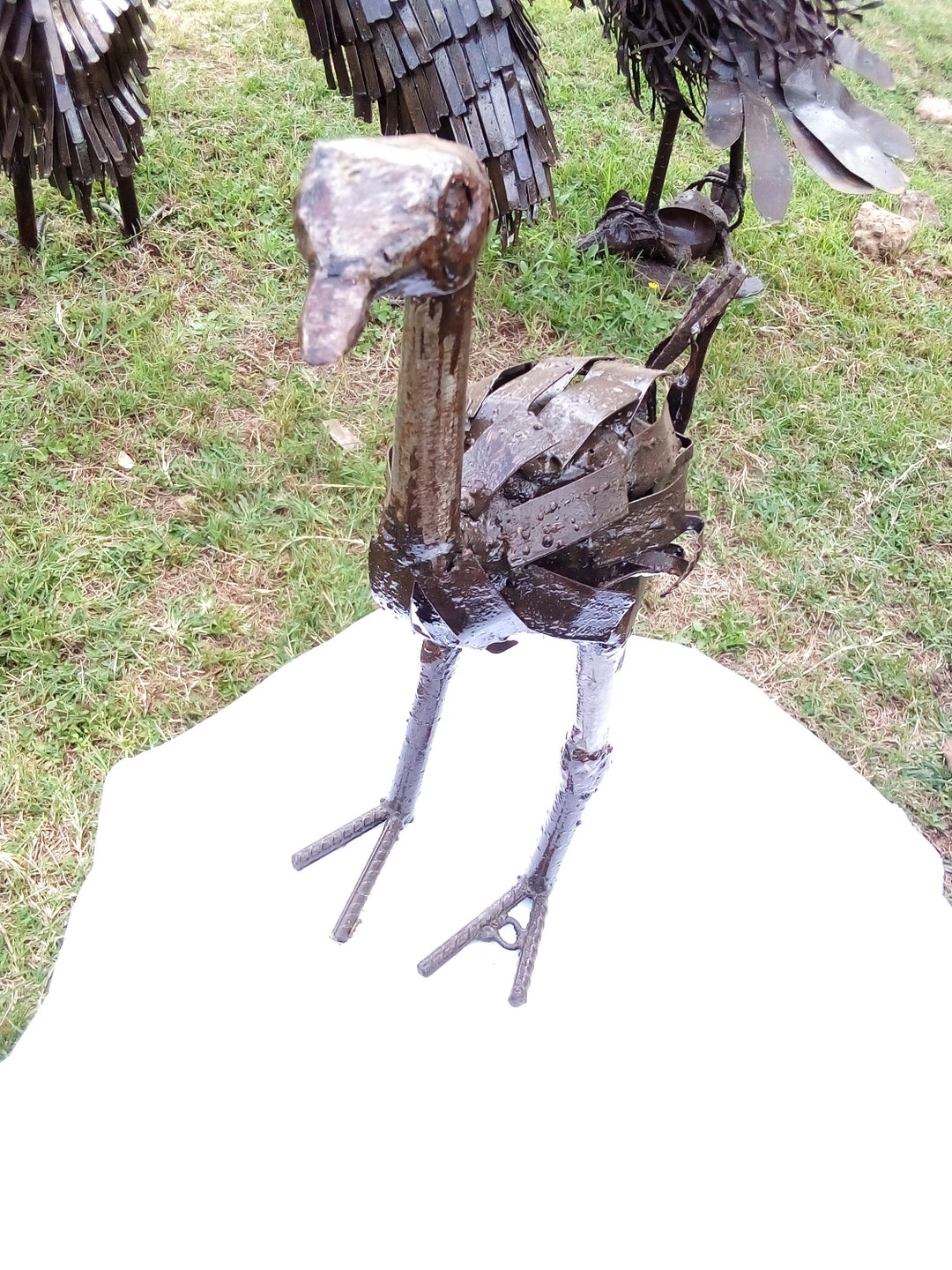 African Scrap Art Ostrich Sculpture | Green Art | Metal Art Statue ...