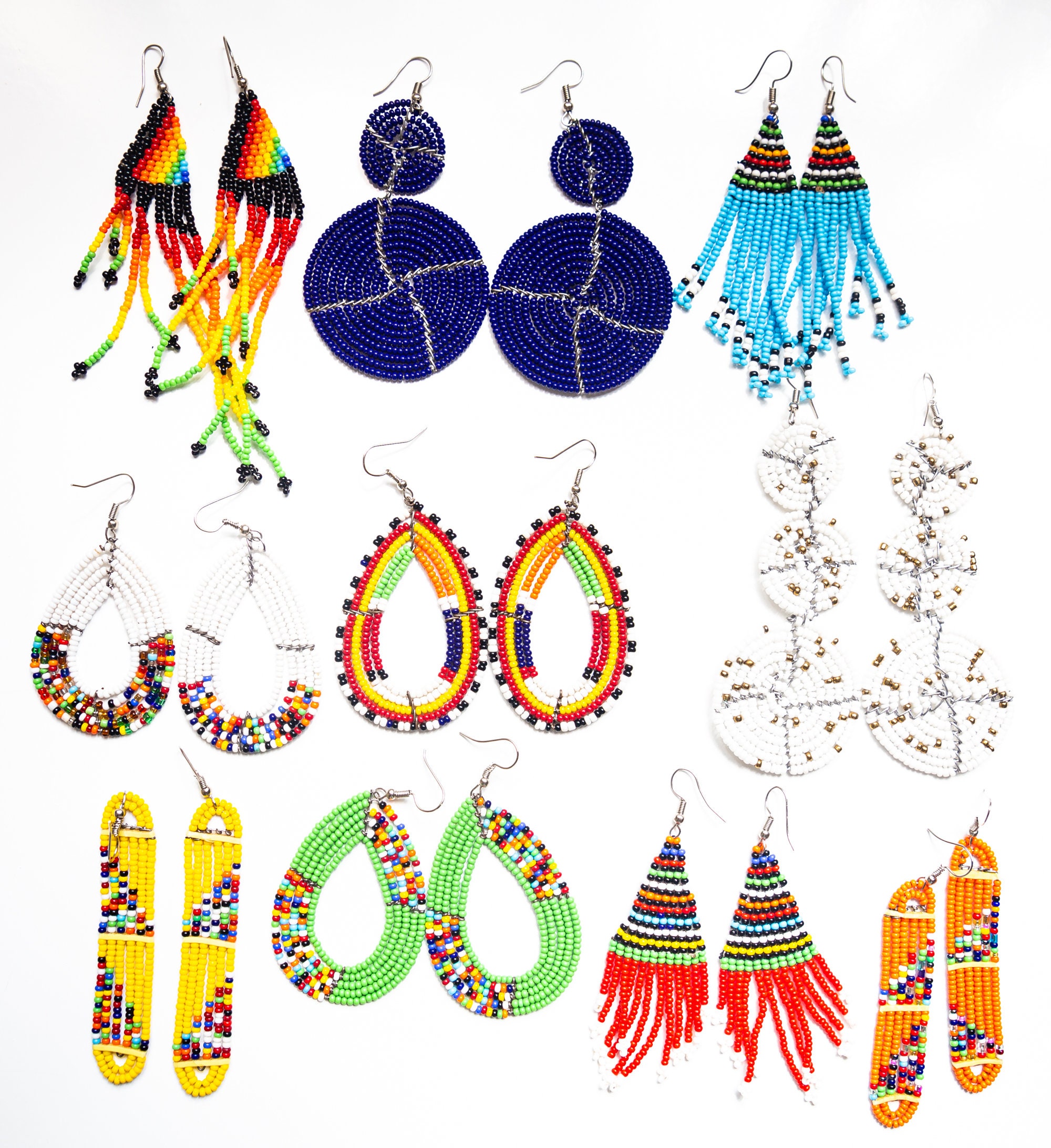 10 Pieces Beaded African Maasai Women Earrings Maasai Mara - Etsy