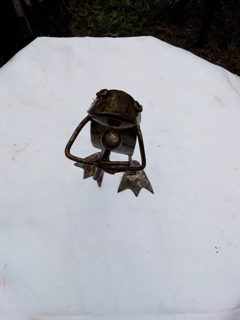 African Scrap Art Singing Toad Sculpture Green Art Ocean - Etsy