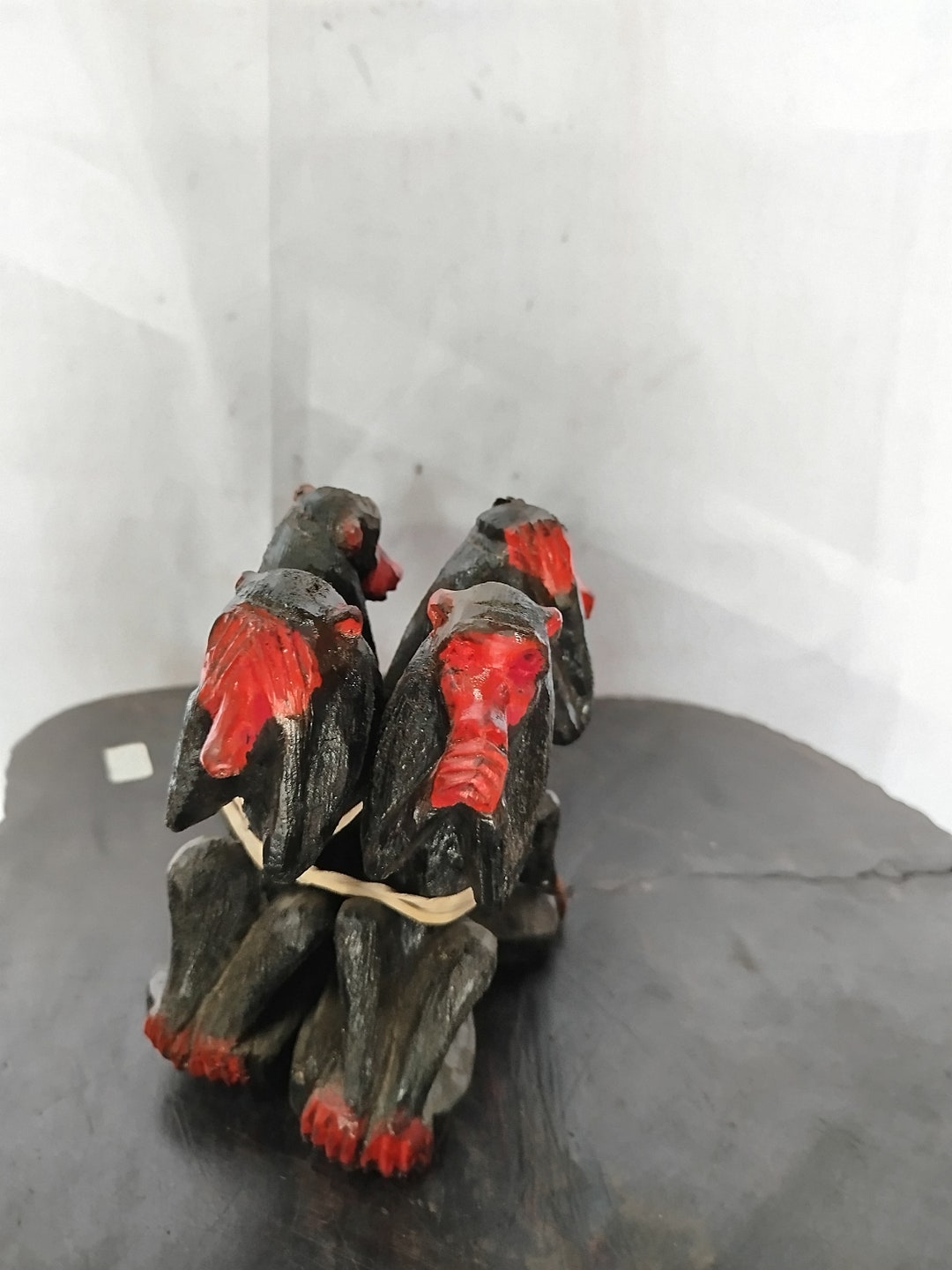 Hand-carved Three Wise Baboons Figurine Set: Whimsical Home Decor - Etsy