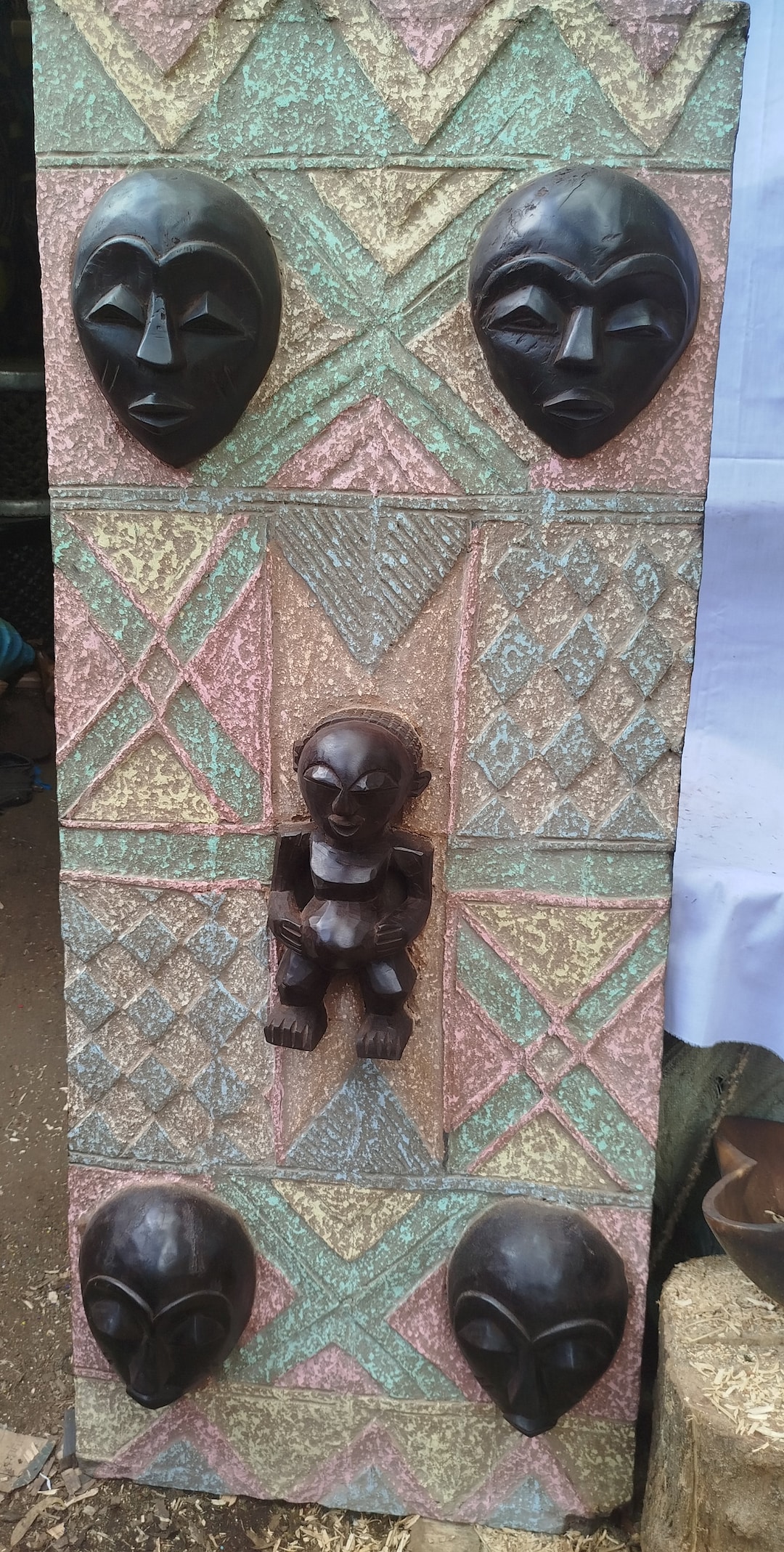 On Sale Unique West African Door With Hand-carved Pène Masks ...