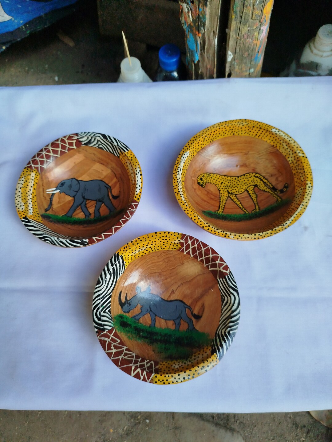 On Sale Hand-carved African Animal Soup Bowls elephant, Rhino, Cheetah ...