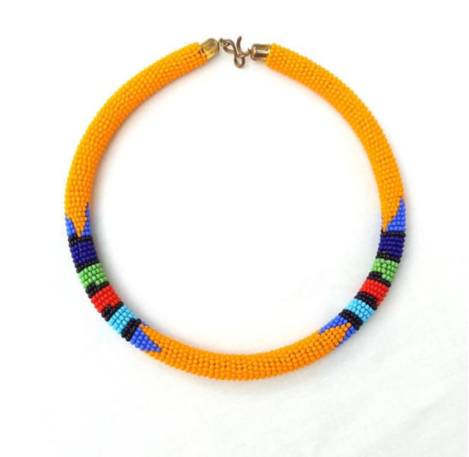 Orange Necklace Zulu Necklace Beaded Necklace Maasai - Etsy