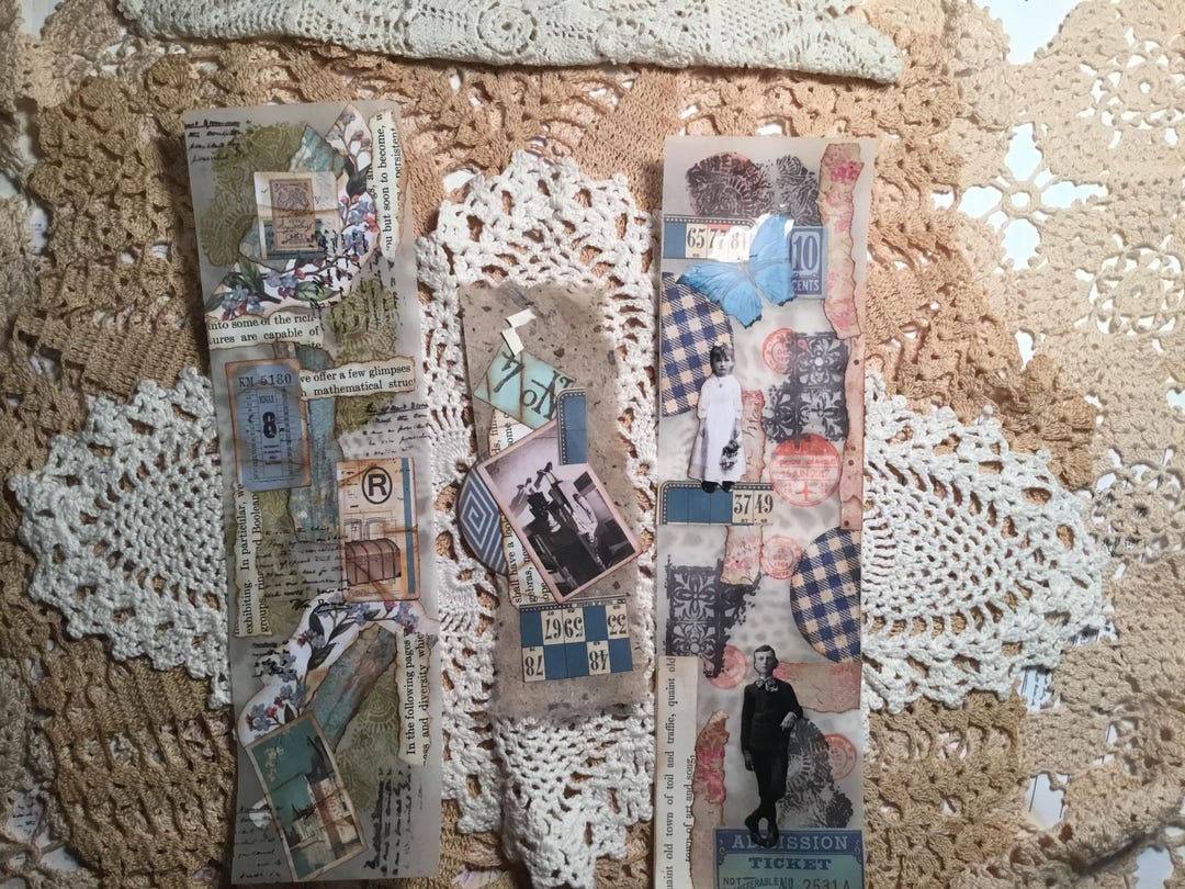 Collage Strips: Blue Check - Etsy