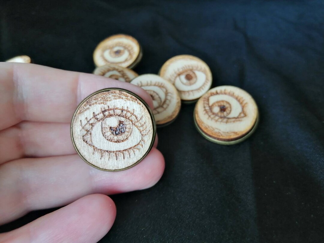 Realistic Human Eye Pyrography Pin Badge - Etsy